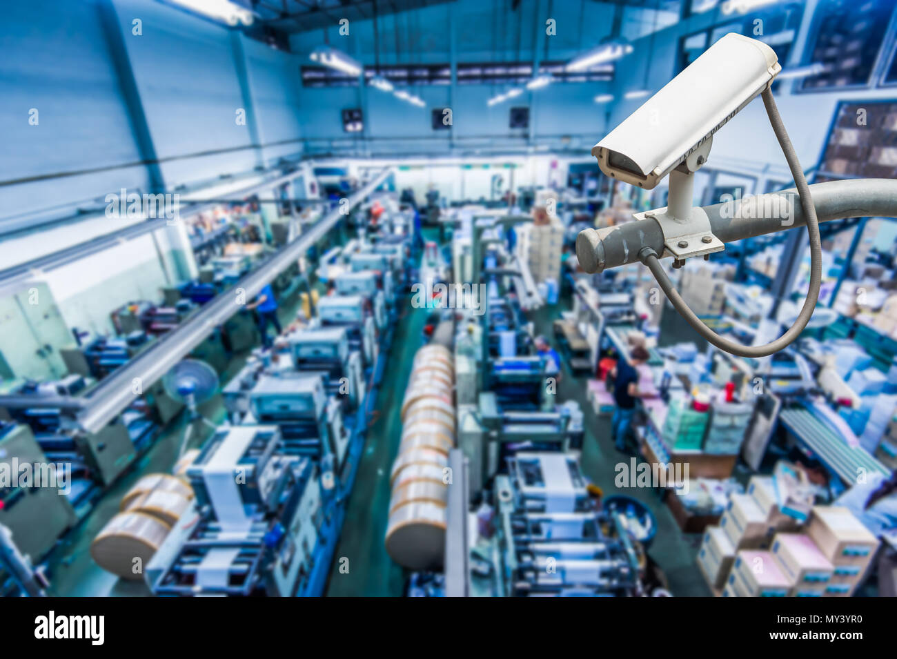 CCTV Camera or surveillance operating inside industrial factory Stock ...