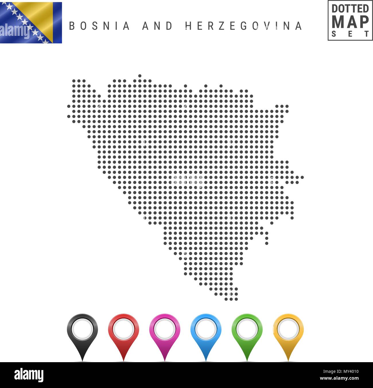 Vector Dotted Map of Bosnia and Herzegovina. Bosnia and Herzegovina ...