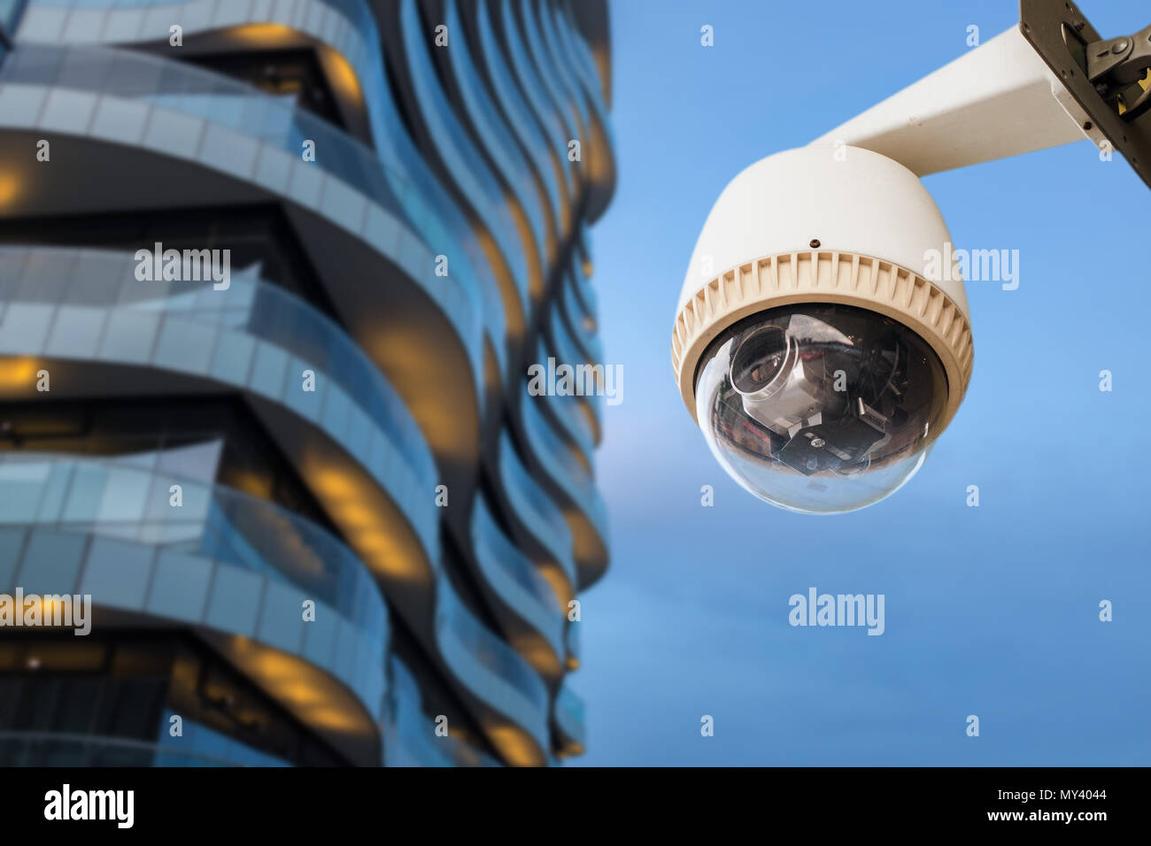 CCTV camera or surveillance operating outside office balcony Stock ...