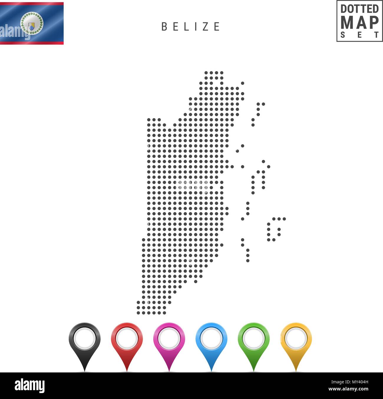 Vector Dotted Map of Belize. Simple Silhouette of Belize. The National ...
