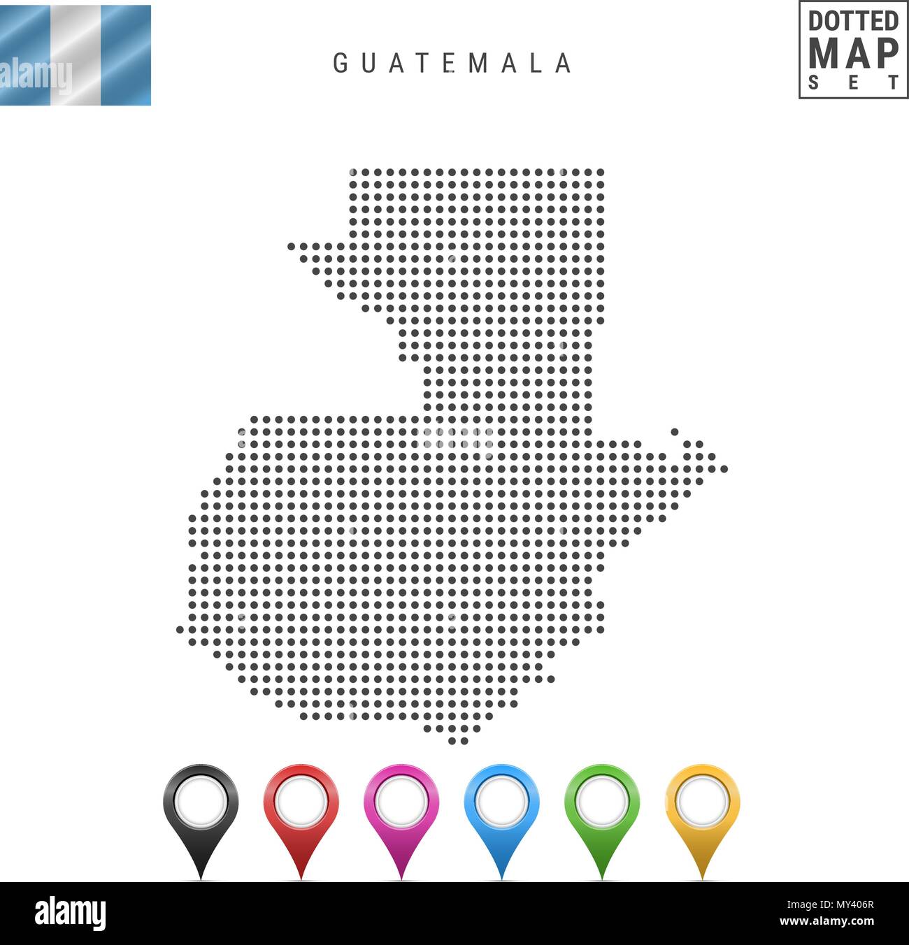 Vector Dotted Map of Guatemala. Simple Silhouette of Guatemala ...