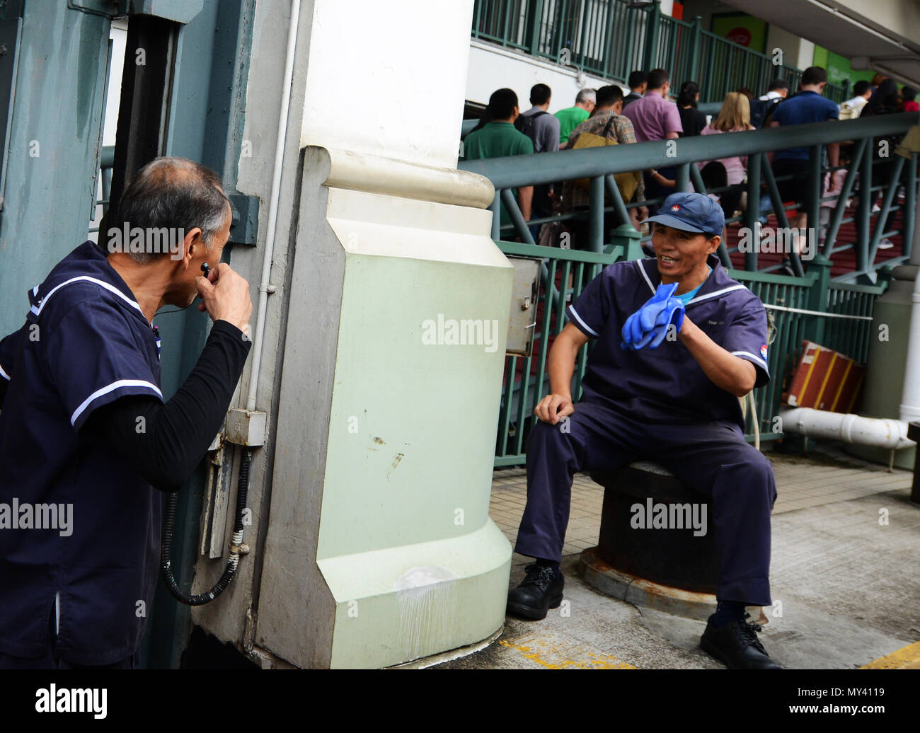 Star Ferry crew in TST, Hong Kong Stock Photo - Alamy