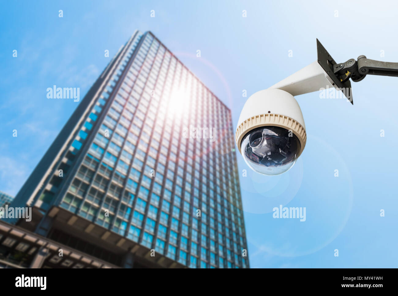 CCTV Camera or surveillance operating on window building Stock Photo ...