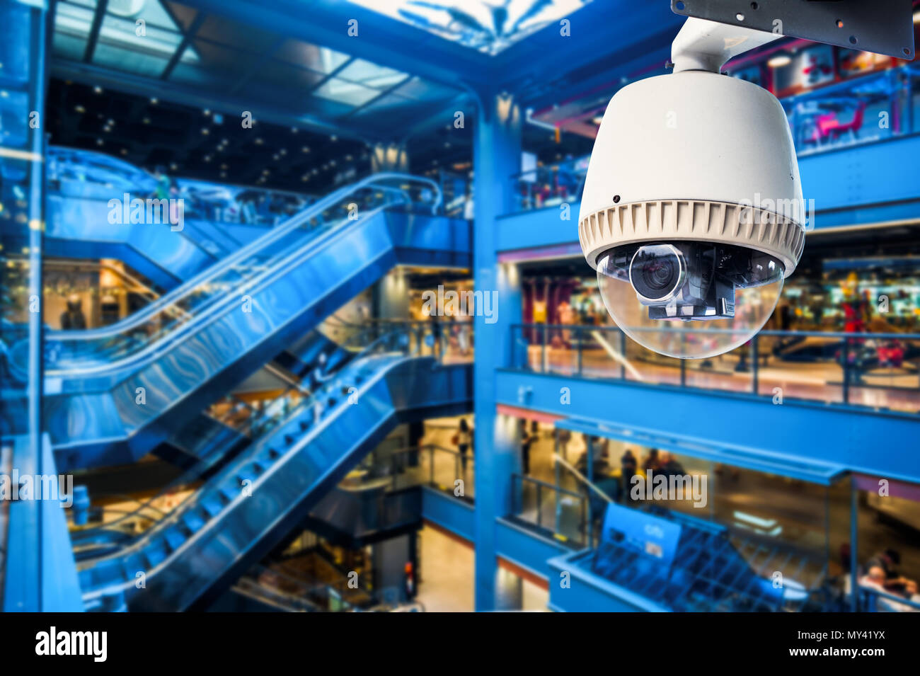 CCTV Camera Operating inside a station or department store Stock Photo ...