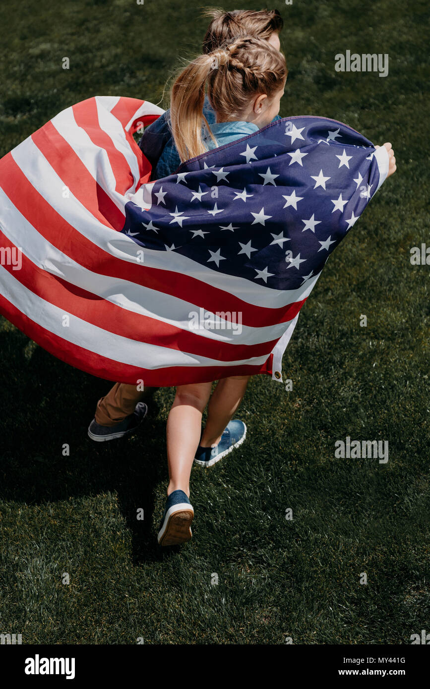 Us girl running flag hi-res stock photography and images - Alamy