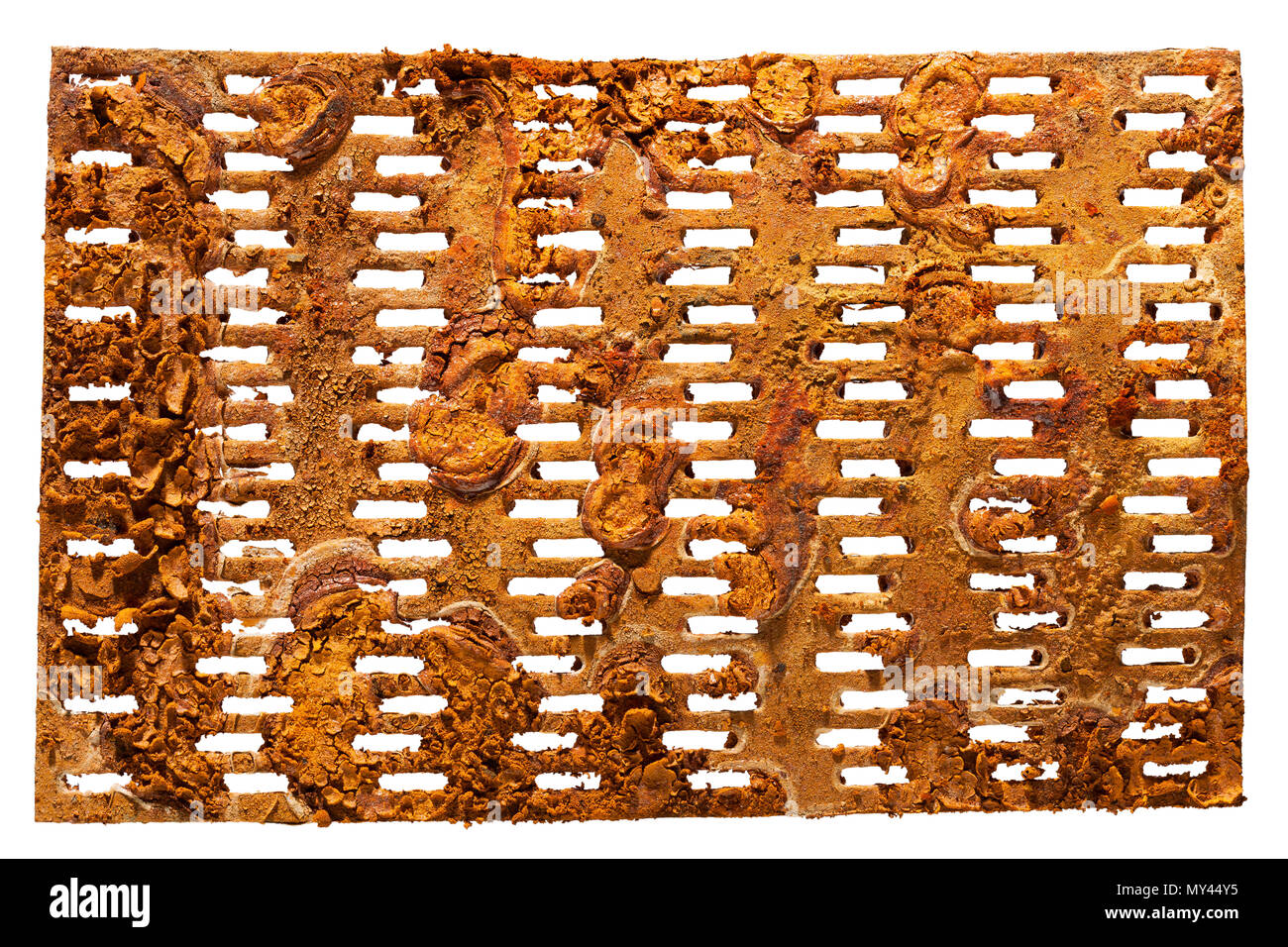 Rusty spike plate isolated on white background Stock Photo - Alamy