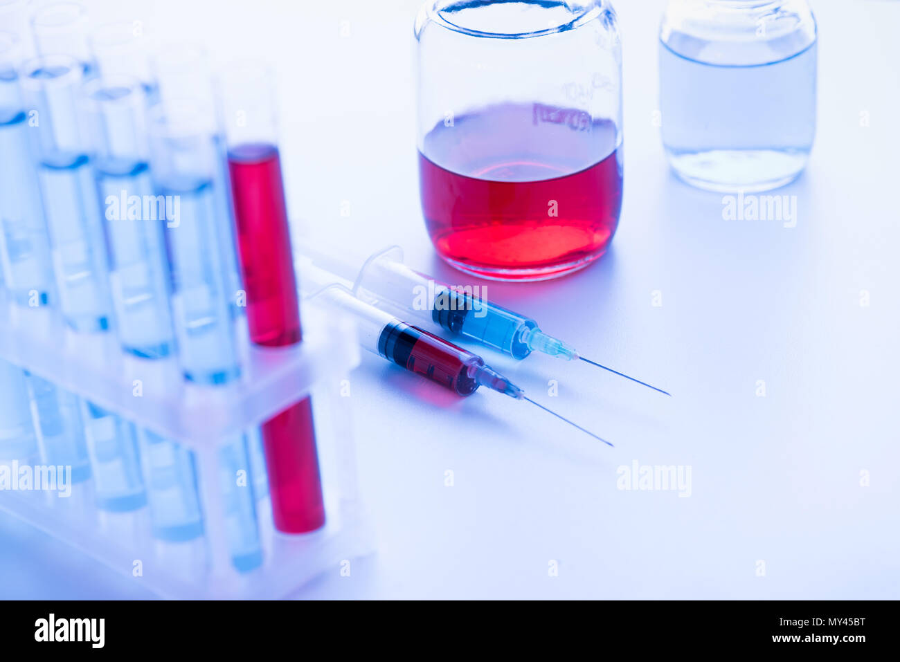 Scientific tools at workplace in modern biological laboratory Stock ...