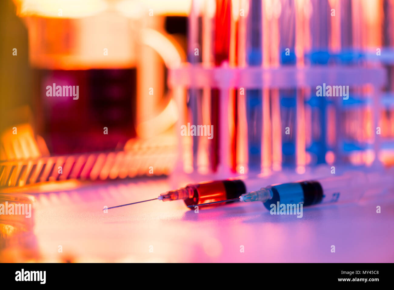 Scientific tools at workplace in modern biological laboratory Stock ...