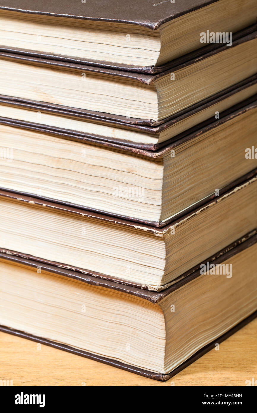 A stack of old books close up Stock Photo - Alamy