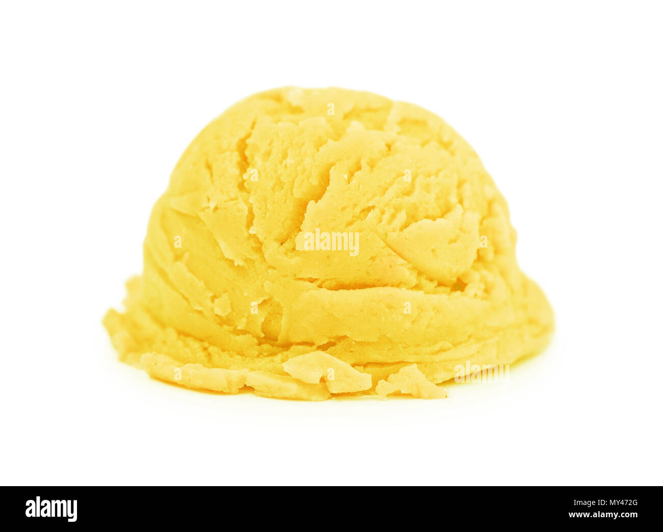 Scoop of yellow ice cream isolated on white background Stock Photo - Alamy
