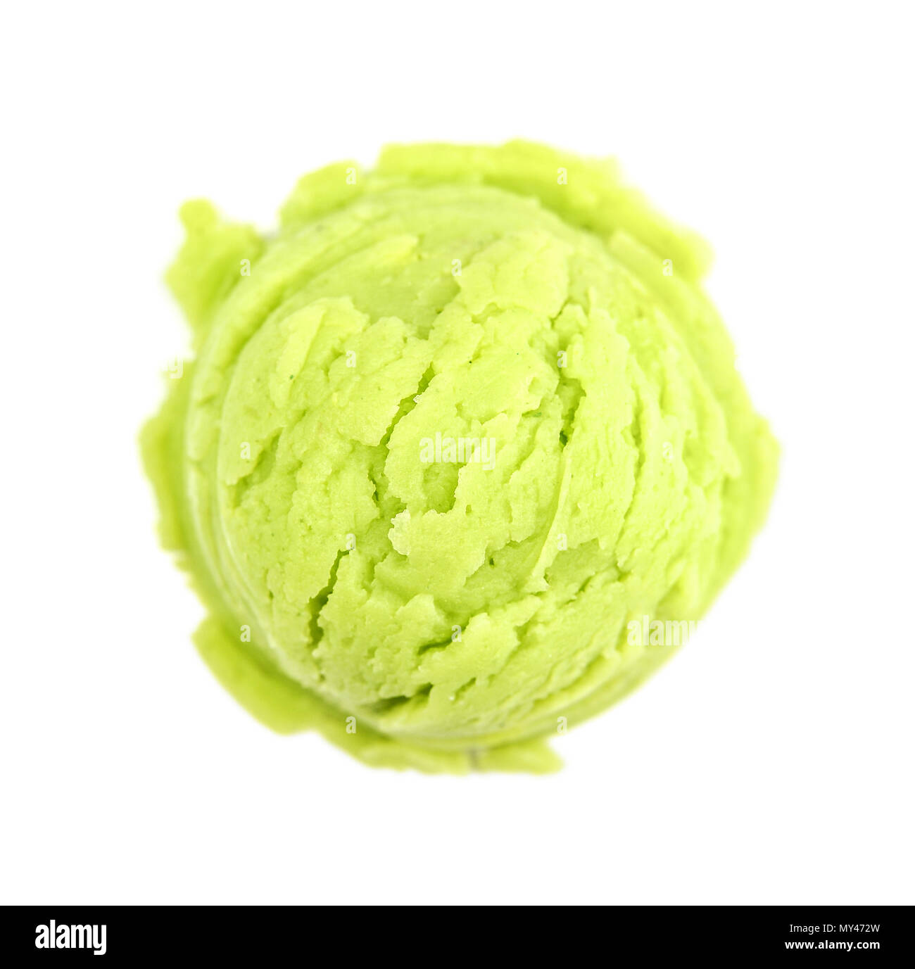 Scoop of green ice cream isolated on white background, top view Stock ...