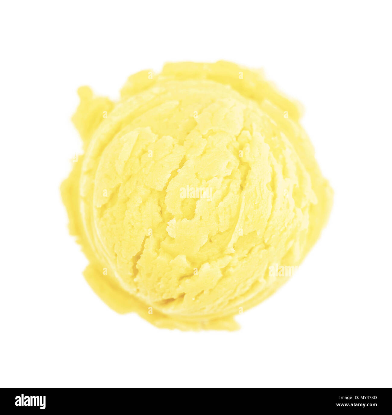 Scoop of yellow ice cream isolated on white background, top view Stock ...