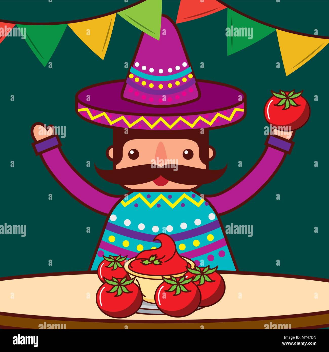 character restaurant menu tomatoes mexican food vector illustration ...