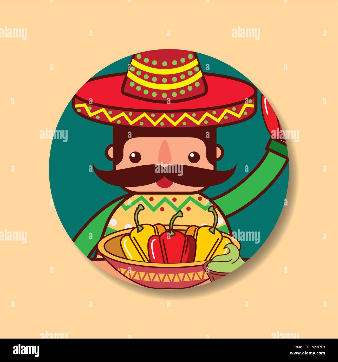 character man holding bell peppers mexican food vector illustration ...