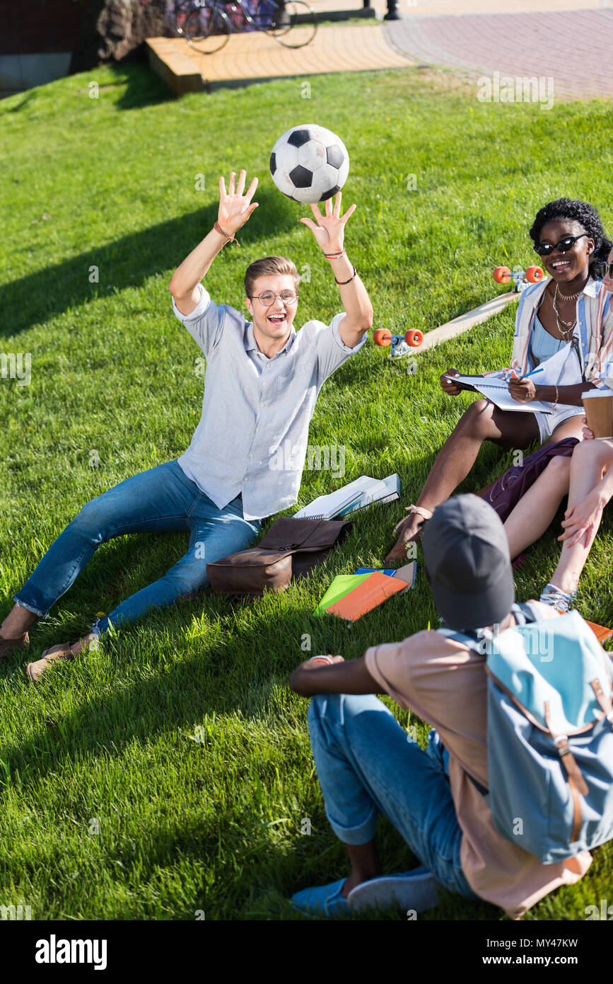 Students playing soccer hi-res stock photography and images - Alamy