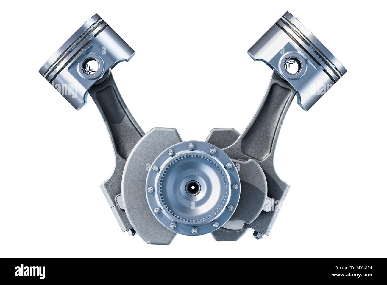 Engine pistons, 3D rendering isolated on white background Stock Photo ...