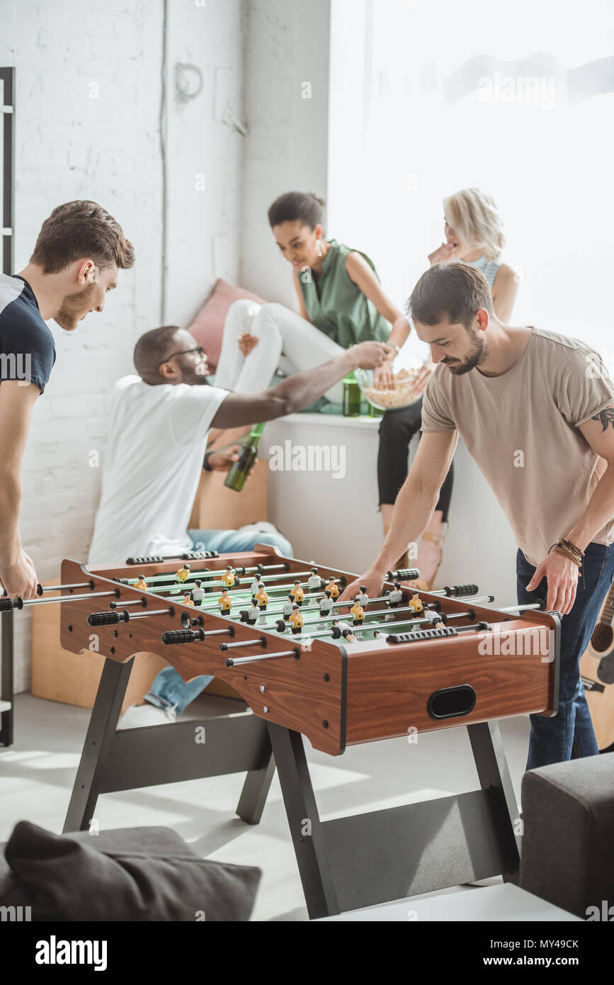 Two friends playing football hi-res stock photography and images - Alamy