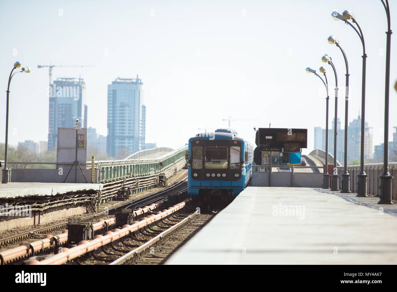 Arriving train outdoor subway hi-res stock photography and images - Alamy