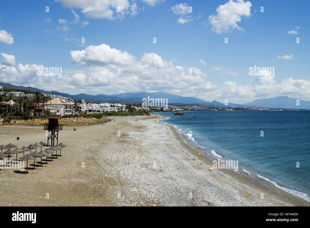 Empty Caseras Beach near Manilva in Andalusia, Spain Stock Photo - Alamy