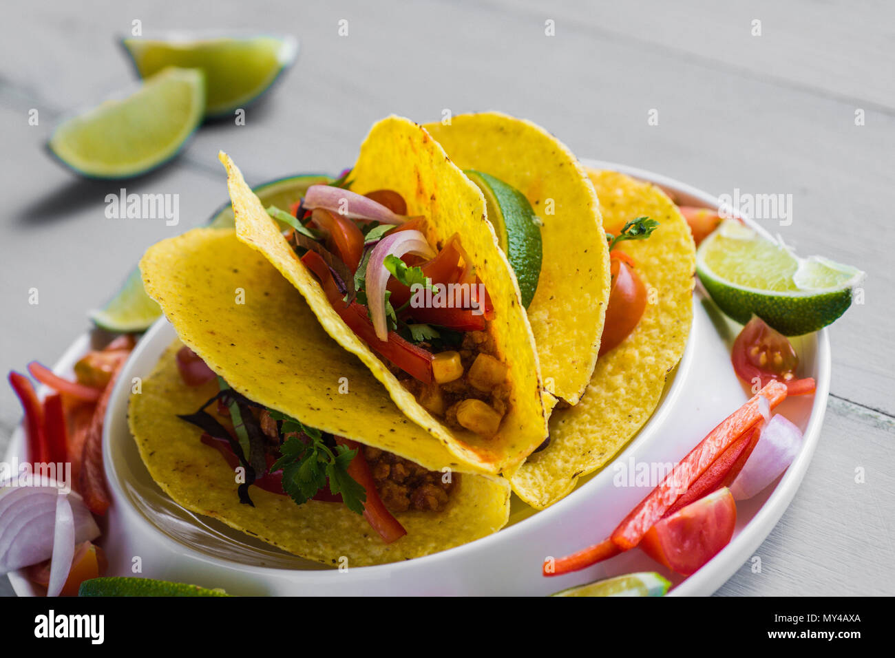 Colorful taco meat vegetables hi-res stock photography and images - Alamy