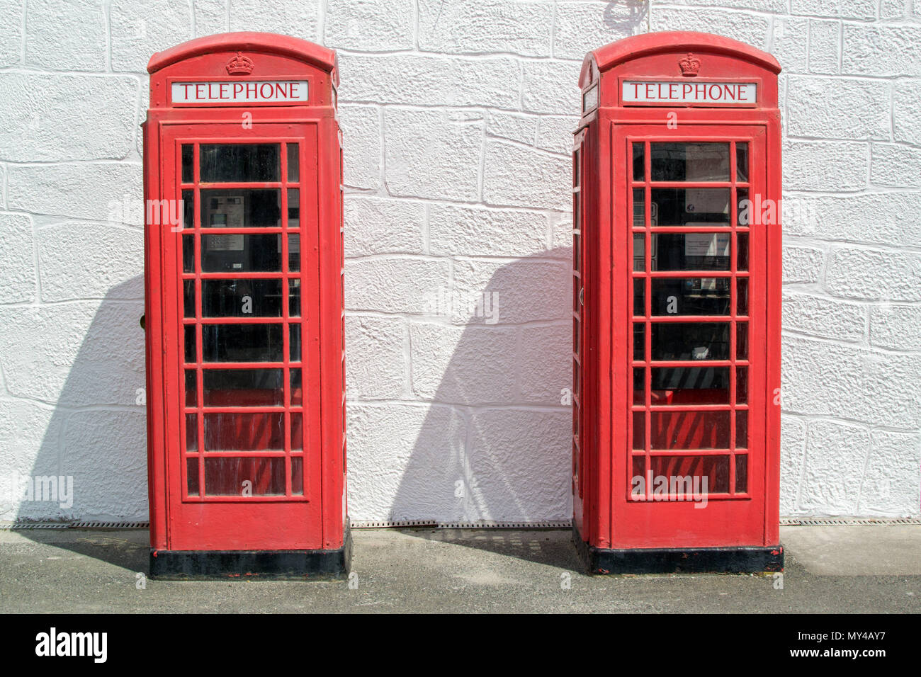 Red Telephone Boxes, Land's End, Cornwall UK Stock Photo - Alamy