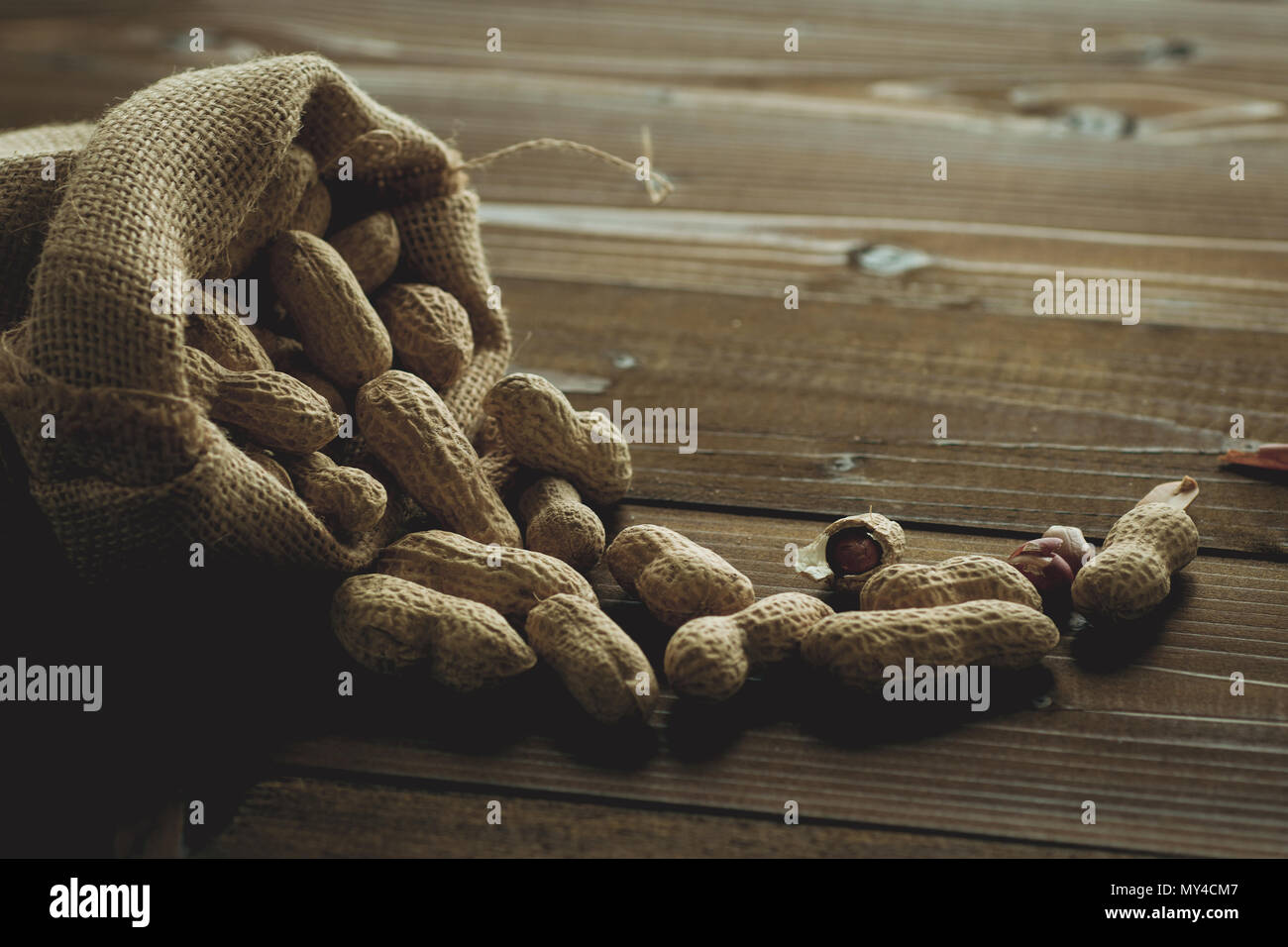 Peanuts in Shells on Dark Rustic Wooden Background with Copy Space ...