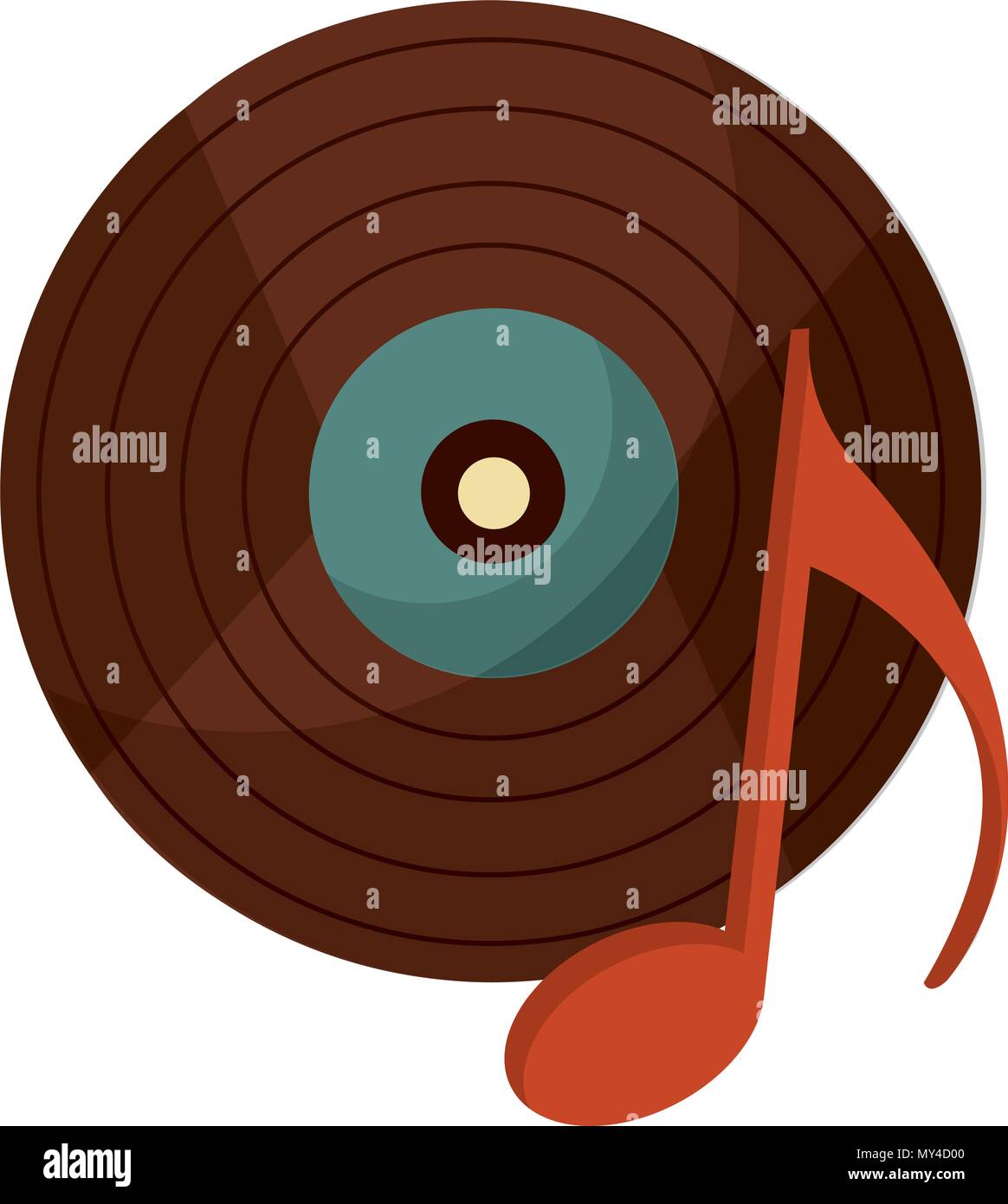 vinyl disk with music note retro vector illustration design Stock ...