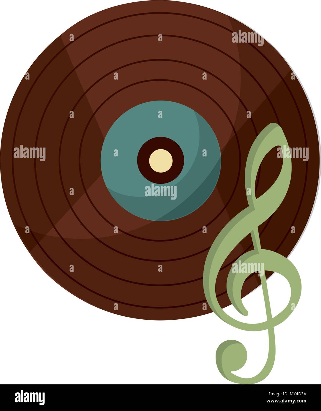 vinyl disk with music note retro vector illustration design Stock ...