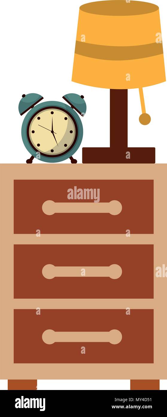 drawer with alarm clock and lamp vector illustration design Stock ...