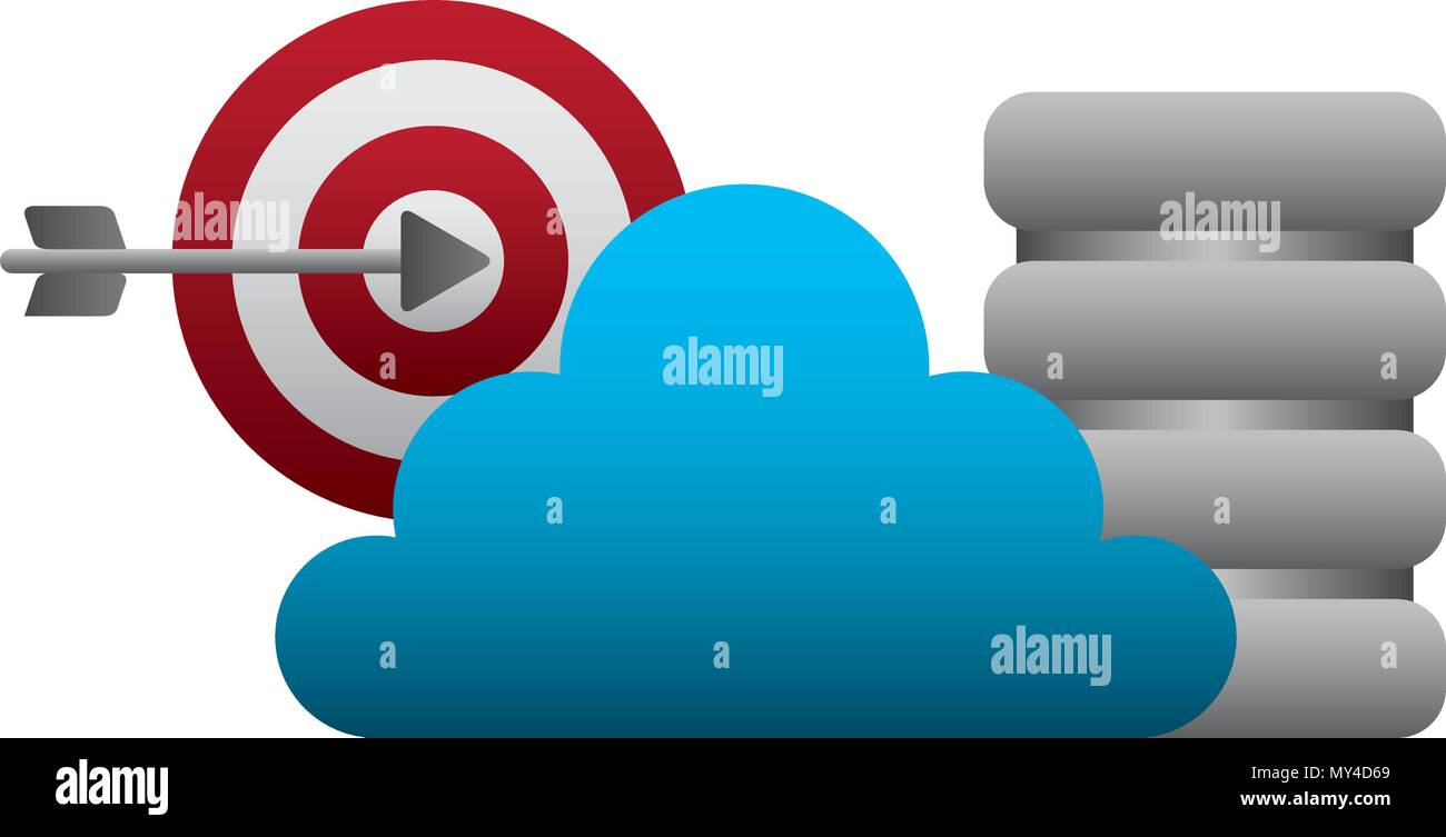 cloud computing with target and disk data center vector illustration ...