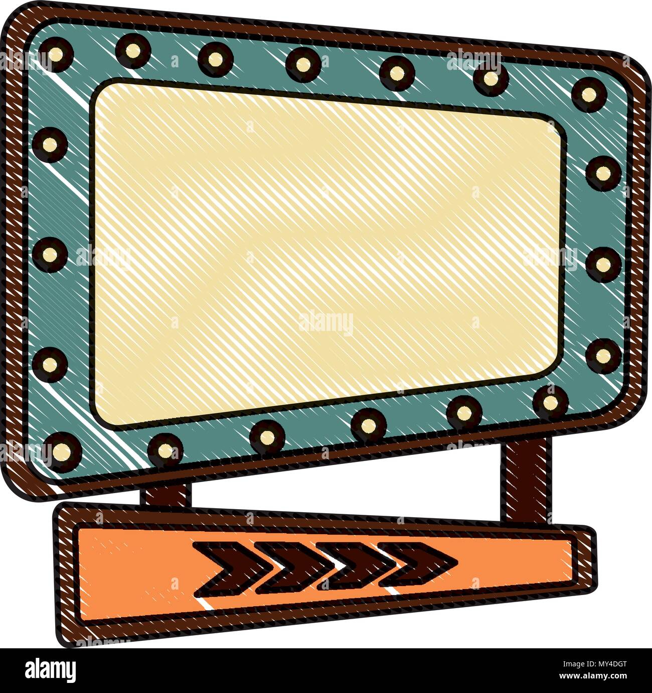 billboard with light arrow direction retro vintage vector illustration ...