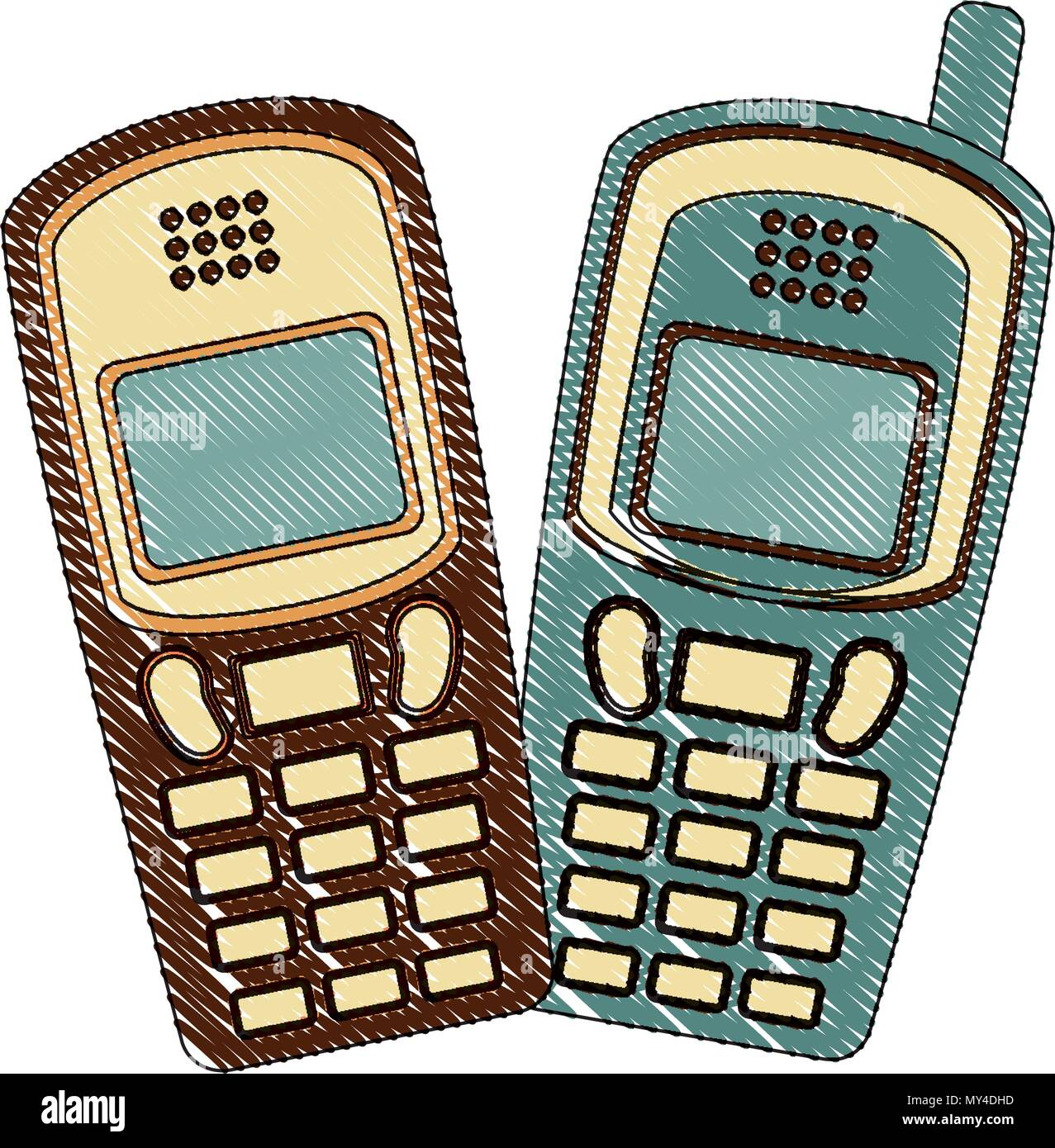 cellphone device retro vintage image vector illustration Stock Vector ...
