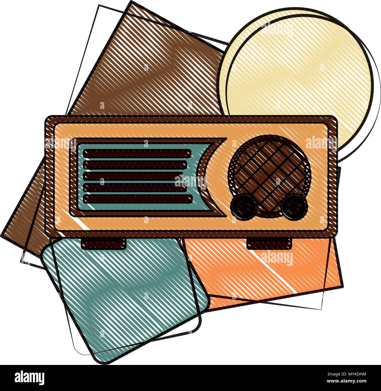 retro vintage radio music sound vector illustration Stock Vector Image ...