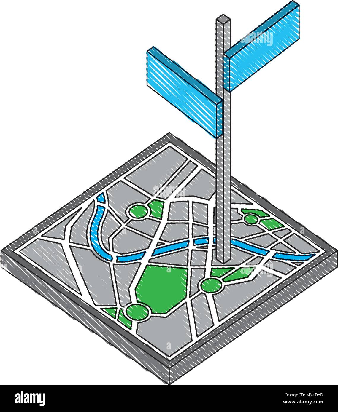 gps naviation mobile map signpost location isometric vector ...