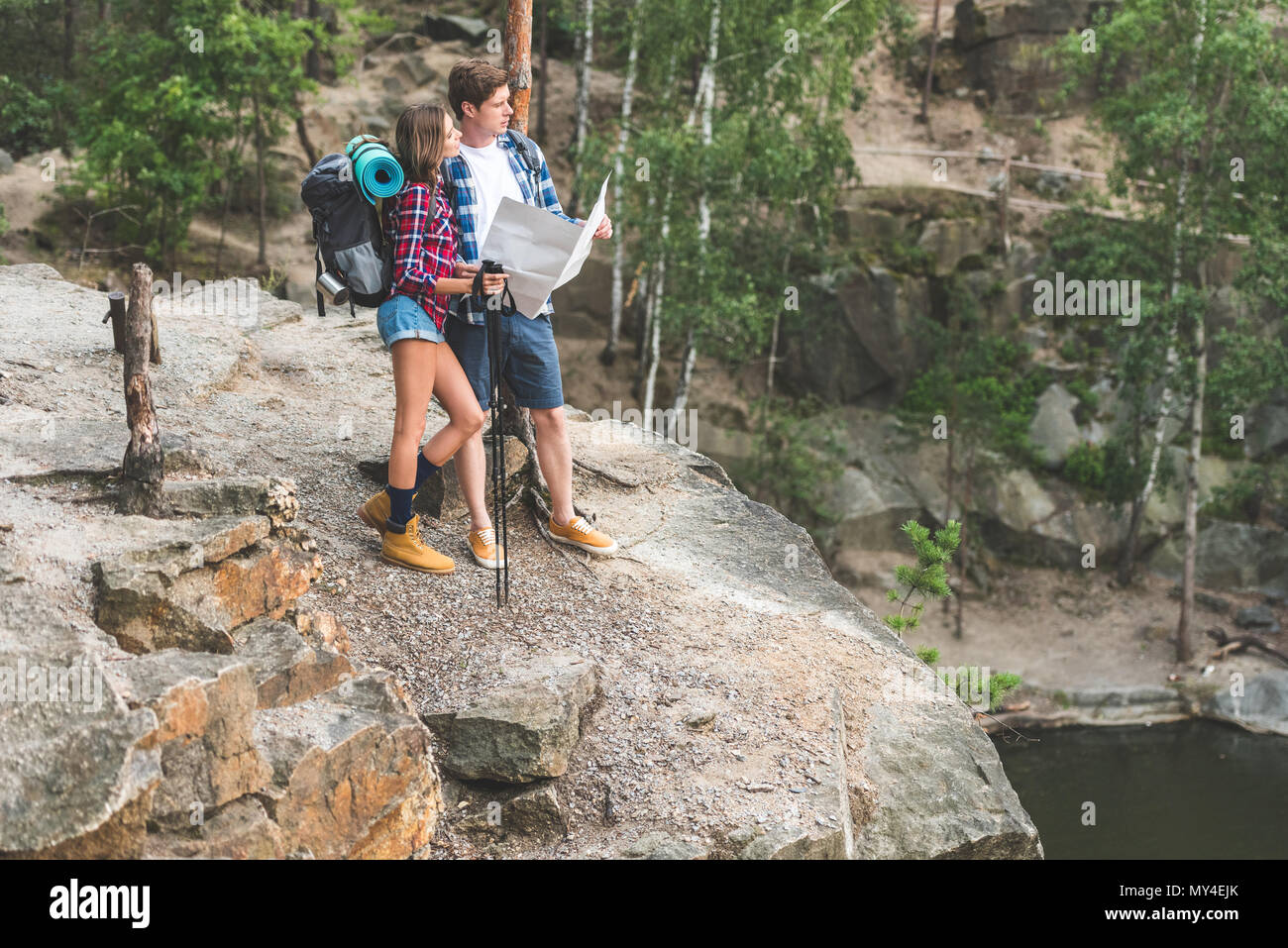 Map and hiking sticks hi-res stock photography and images - Alamy