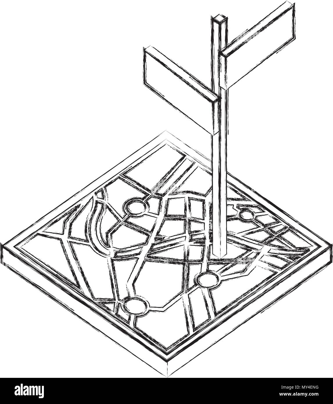gps naviation mobile map signpost location isometric vector ...