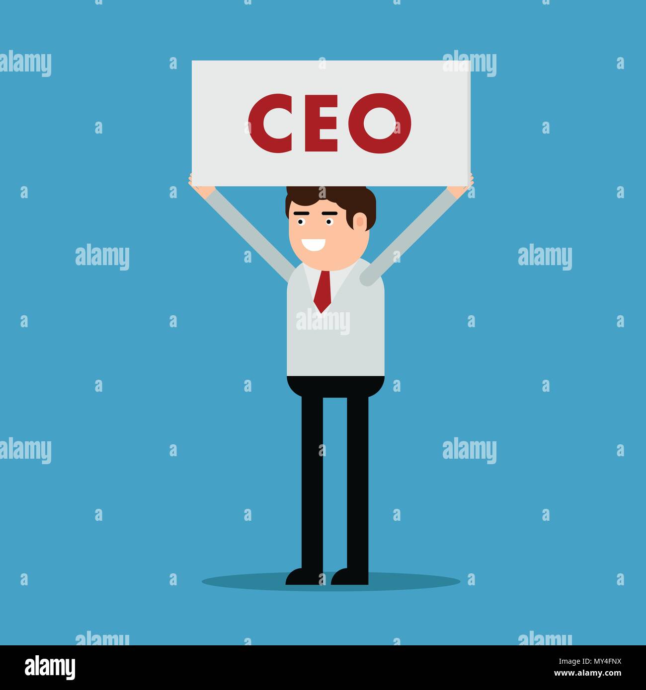 Businessman with a poster and an inscription CEO, vector illustration ...