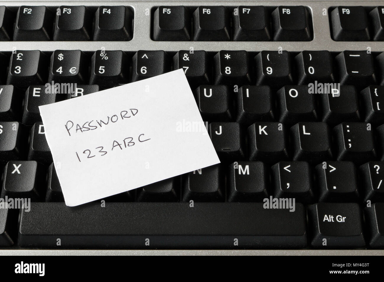 Password written on paper on computer keyboard Stock Photo - Alamy