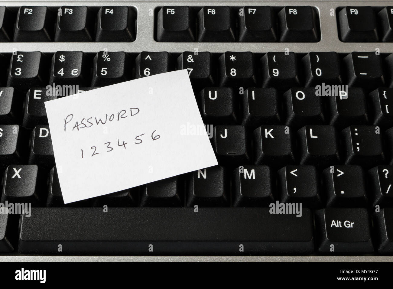 Password written on paper on computer keyboard Stock Photo - Alamy