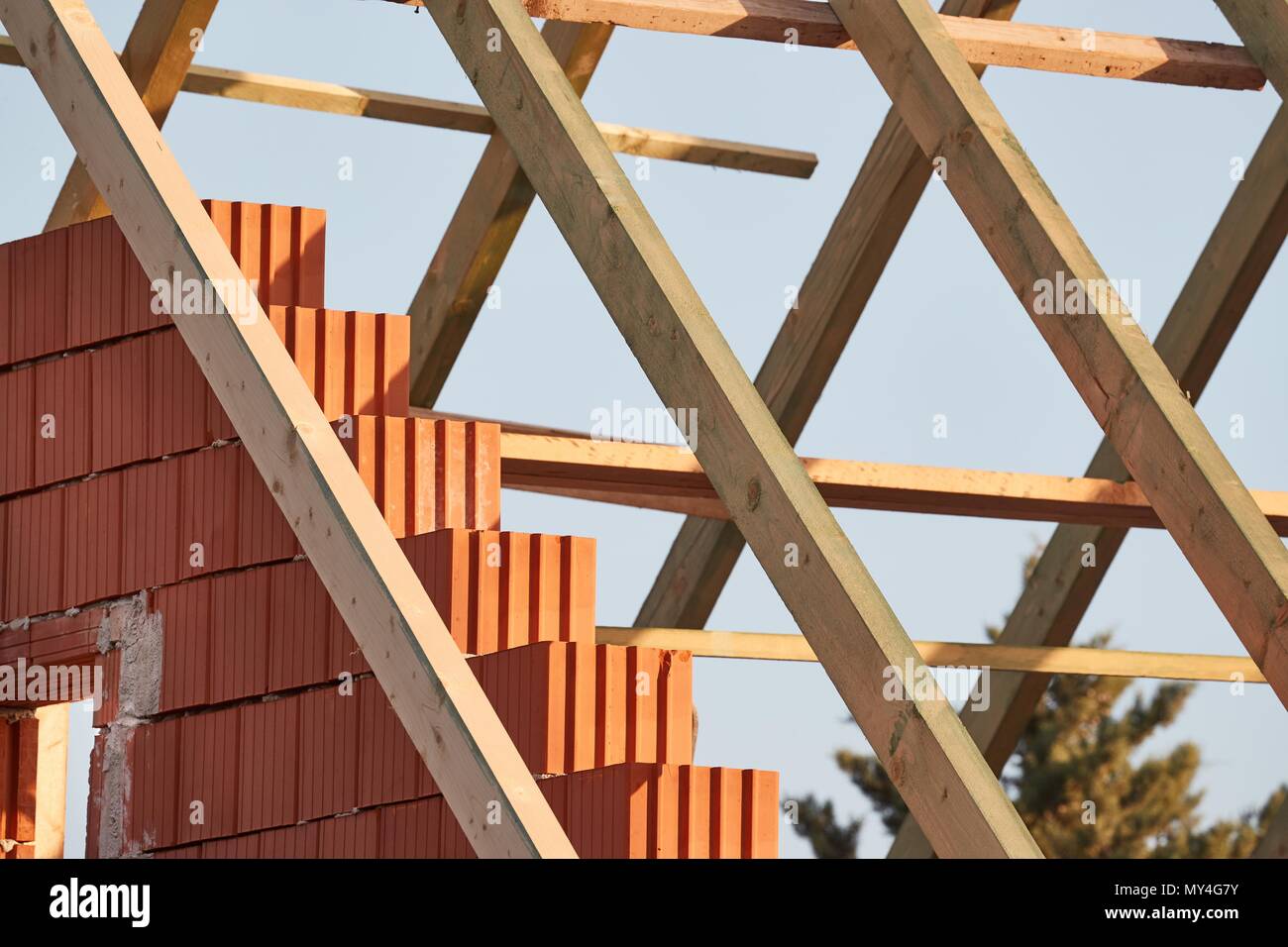 Brick House Construction Stock Photo - Alamy