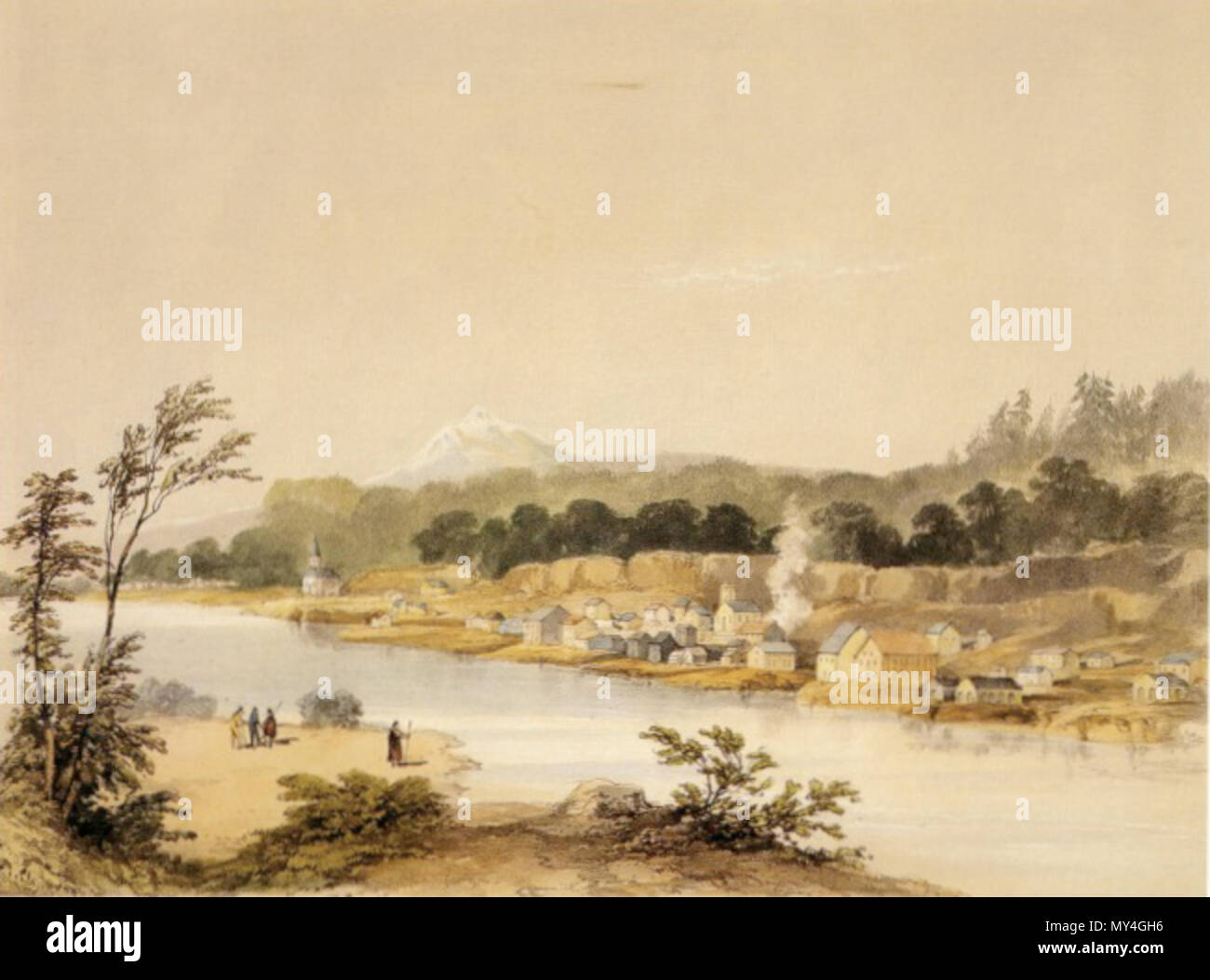 . English: Oregon City, Oregon in 1845, by Henry James Warre. circa ...