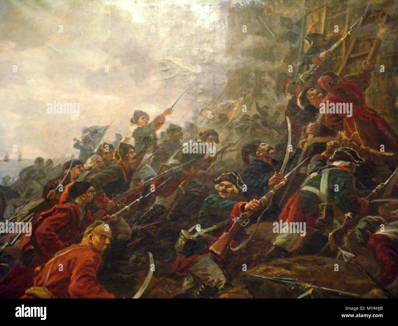 . English: Coquest of Khadzhibey Fortress. Русский: Штурм крепости ...