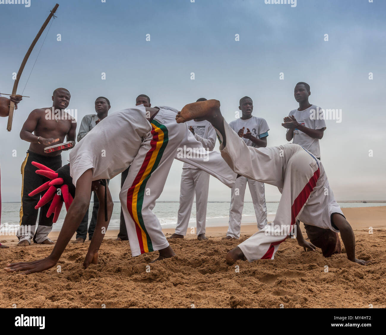 NAMIBE/ANGOLA - 28 AUG 2013 - African sportsmen practicing the famous ...