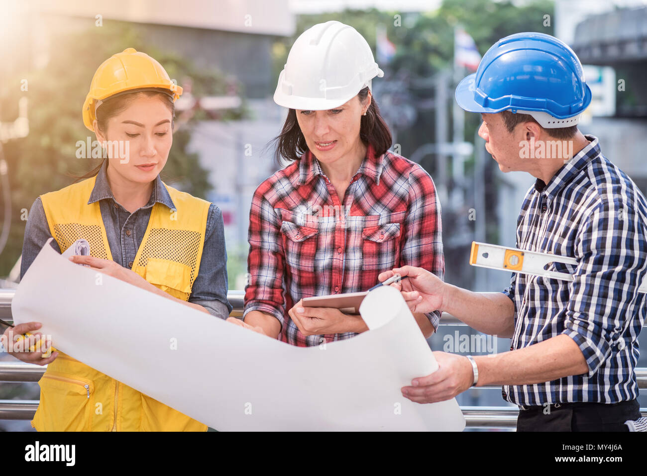 engineer and teamwork, meeting for successful project building ...