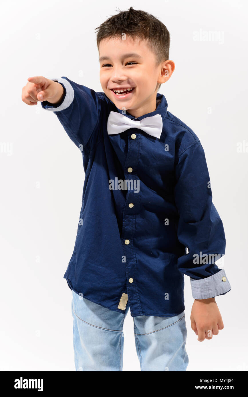 Kid pointing laughing hi-res stock photography and images - Alamy