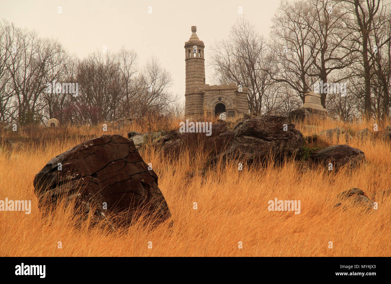 The 12th & 44th New York Volunteers Monument at Little Round Top is one ...