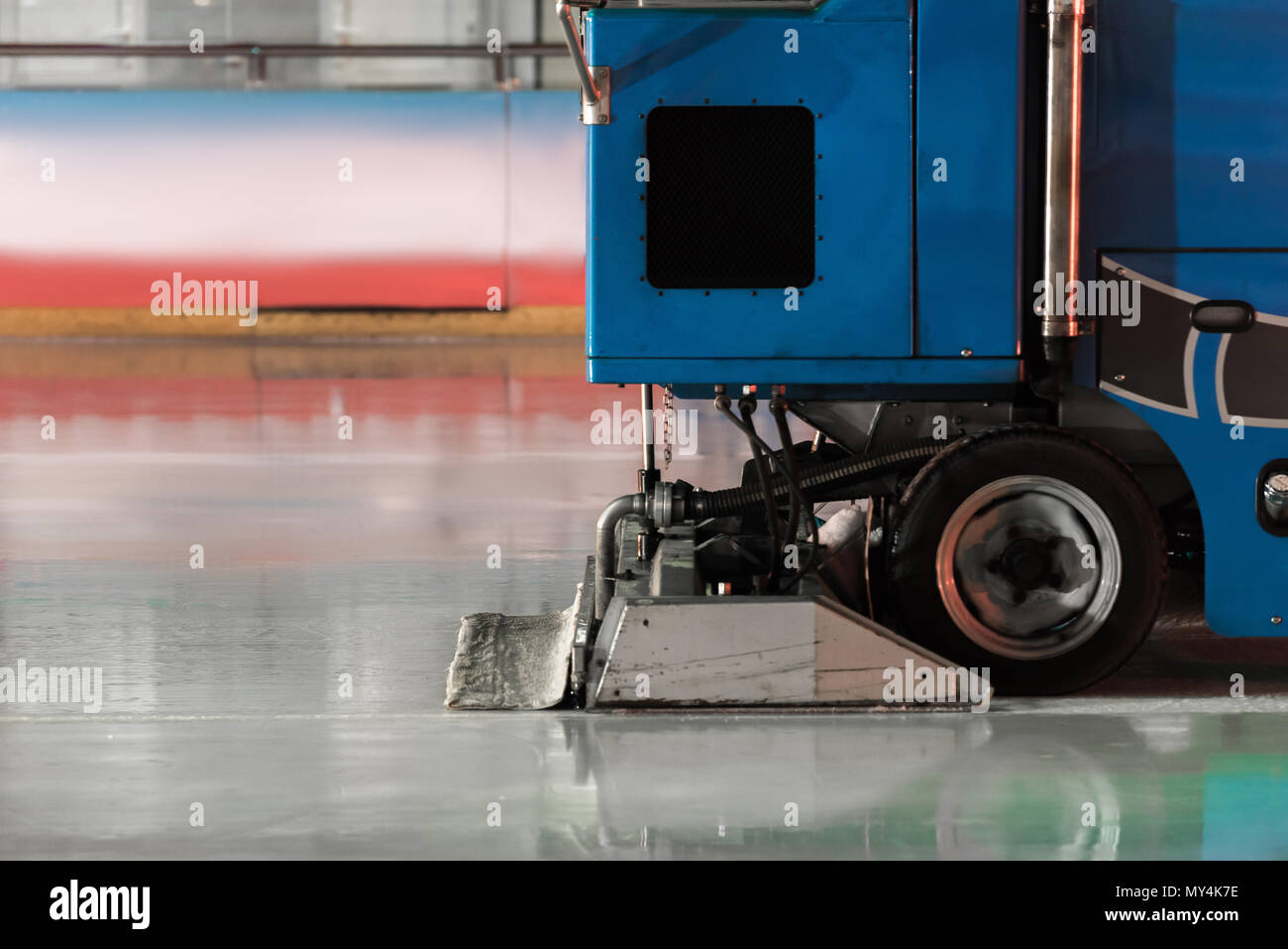 Special machine ice harvester cleaning the ice rink Stock Photo - Alamy