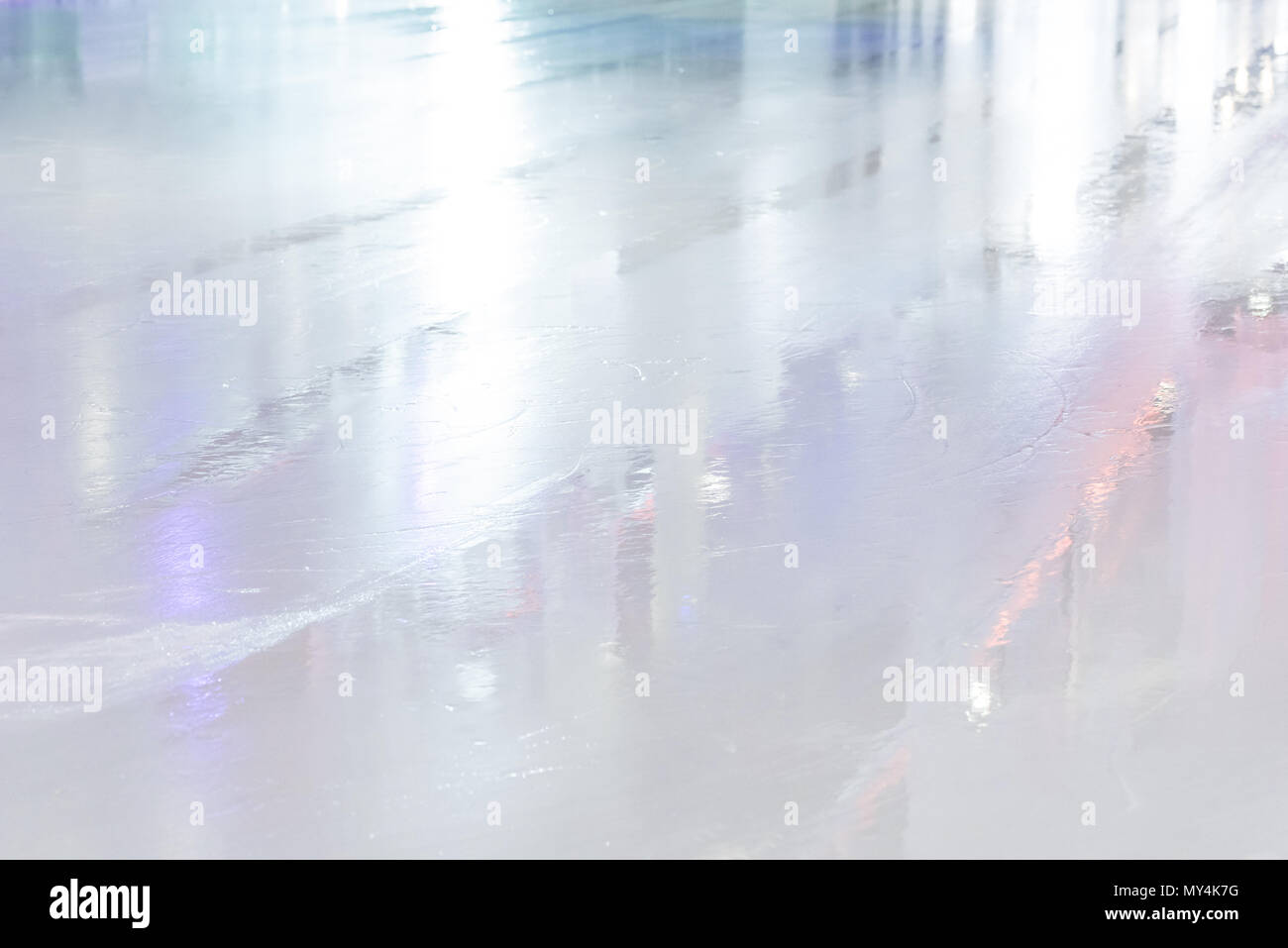 clean ice at empty ice skating rink Stock Photo - Alamy
