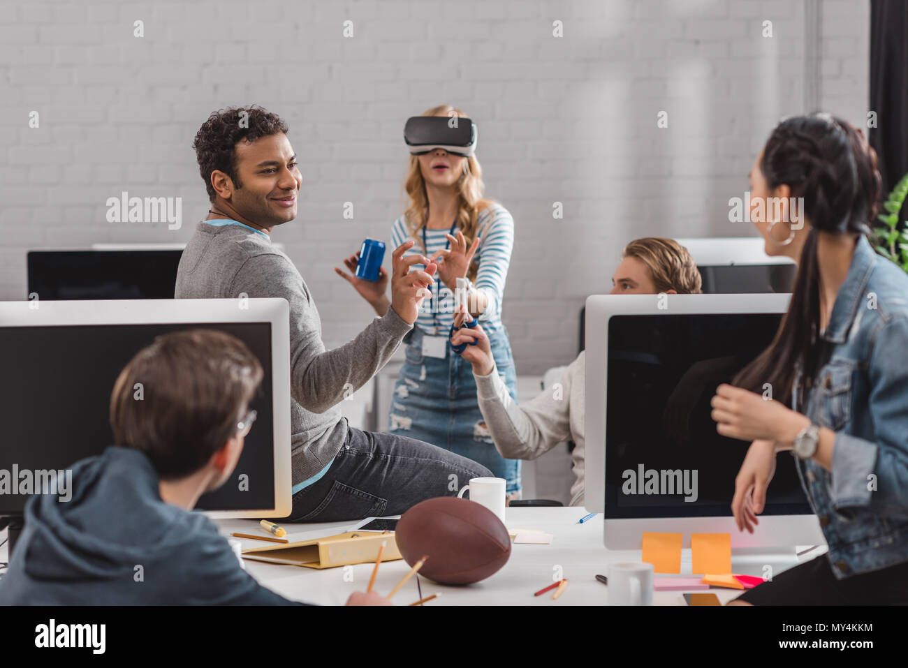 happy people having fun in modern office Stock Photo - Alamy