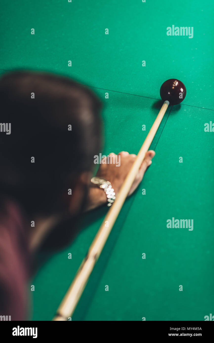 back view of cropped man playing in russian pool Stock Photo - Alamy